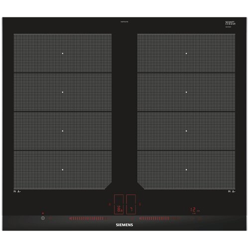 Индукционная варочная панель Siemens EX675LXC1E, с рамкой, цвет панели черный.., цвет рамки серебристый