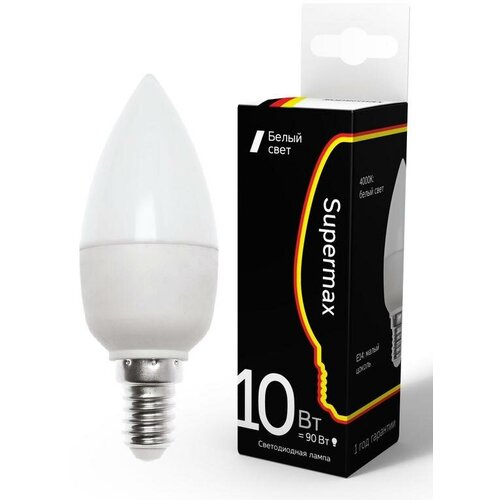 Лампа светодиодная Supermax 10Вт свеча E14 230В 4000К | код. Sup_LED10wCNE1440 | космос (8шт. в упак.)