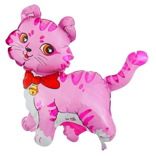 Шар фольгированный 12" «Кошечка с бантом», для палочки, цвет розовый