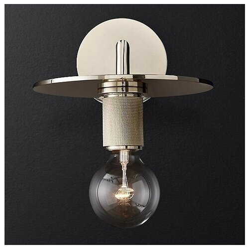 Бра RH Utilitaire Knurled Disk Shade Sconce Silver арт