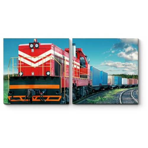 Модульная картина Красный поезд60x30