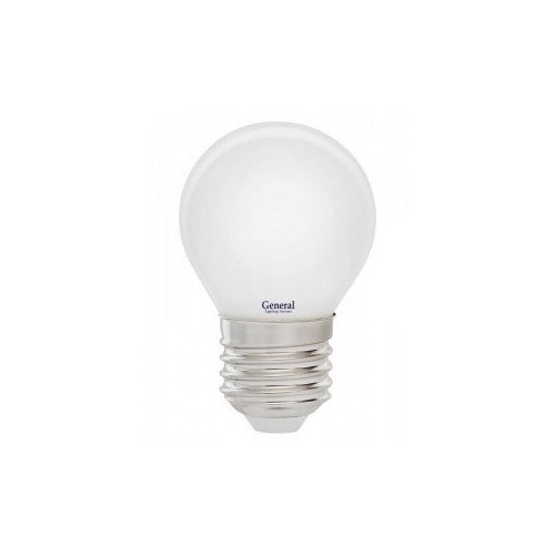 Светодиодная LED лампа General филамент шар E27 8W 6500K 6K 45x76 (нитевидная), матовая 654700 (упаковка 25 штук)