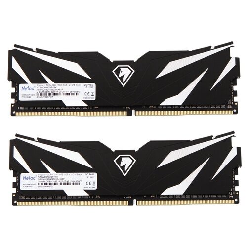 Модуль памяти DDR 4 DIMM 16Gb (8Gbx2) PC25600, 3200Mhz, Netac Shadow II NTSWD4P32DP-16K C16 Black, с радиатором