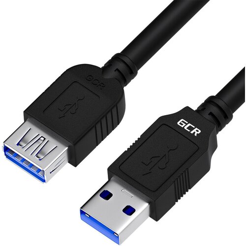 GCR Удлинитель 2.0m USB 3.0, AM/AF, черный, GCR-52701 GCR-52701