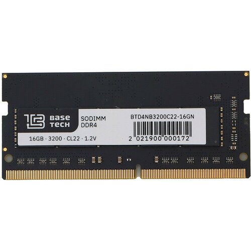 Память DDR4 SODIMM 16Gb, 3200MHz BaseTech (BTD4NB3200C22-16GN)