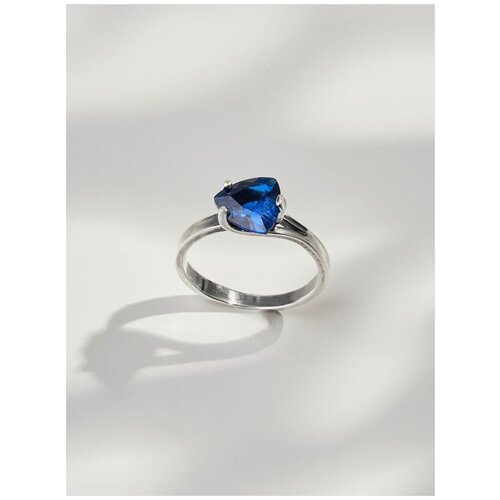 Кольцо Shine & Beauty, фианит, размер 17, синий, серебряный
