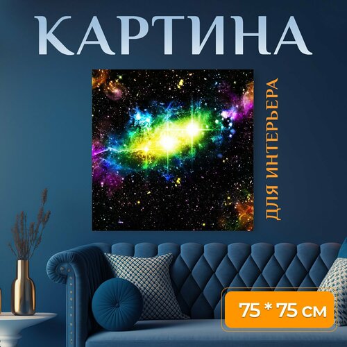 Картина на холсте "Галактика, глубокий космос, пространство" на подрамнике 75х75 см. для интерьера