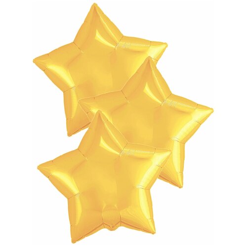 Воздушные шары фольгированные Agura на день рождения Звезды Пастель Светло-золотой, 46 см, набор 3 шт