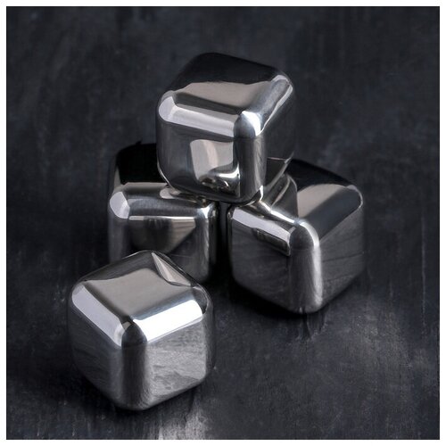 Набор камней для виски Куб , 4 шт, 2,5x2,5 см, нержавеющая сталь