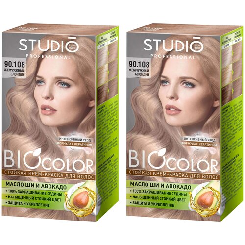 Essem Hair Studio Professional BioColor стойкая крем-краска для волос 2 шт, 90.108 жемчужный блондин, 115 мл