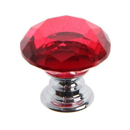 Ручка кнопка CAPPIO, цвет красный "Алмаз", стеклянная, d:25 мм