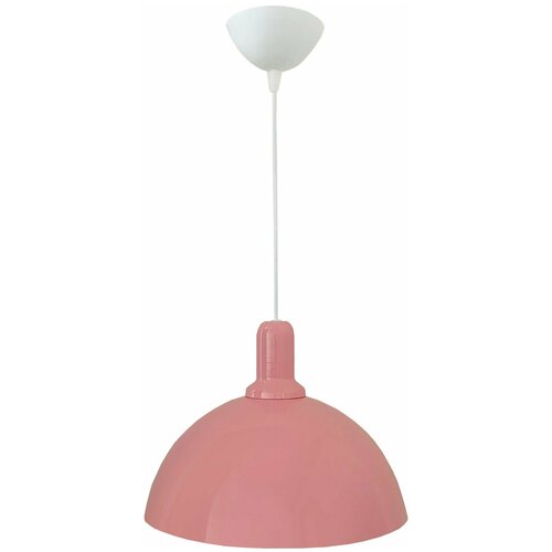 Декоративный подвесной светильник из металла с креплением на планку без ламп 10-104. Плафон в стиле лофт с белым шнуром 60 см и направлением света вниз. Люстра подвесная с цоколем Е27, 15Вт, IP20, 220В, розовый