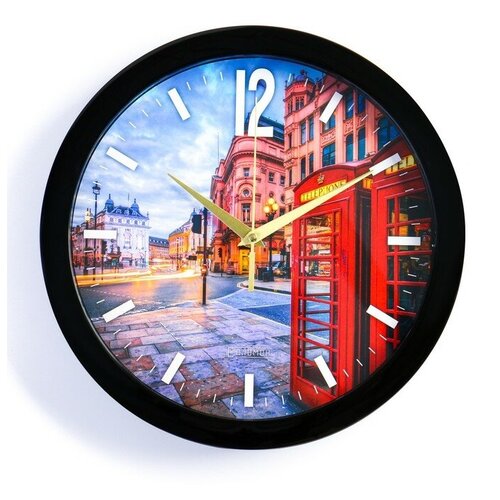 Часы настенные, серия: Город, "Вечерний Лондон", плавный ход, d=28 см./В упаковке: 1