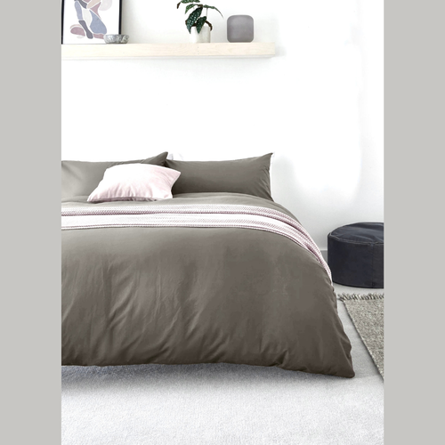 Однотонное постельное бельё sp002-2-50, цвет Теплый Серый, 2-спальный, матовый сатин, наволочки 50x70