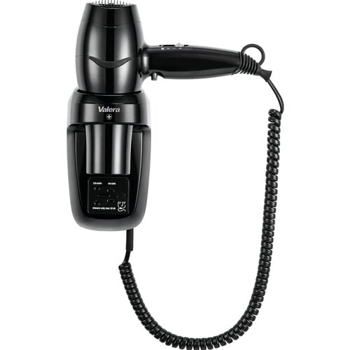 Фен настенный Valera Hospitality Excel 1600 Shaver (561.17/044.05 black), мощность 1600 Вт, встроенная розетка для бритвы, система безопасности, автоматический выключатель, разделительный трансформатор, регулировка температуры, холодный воздух