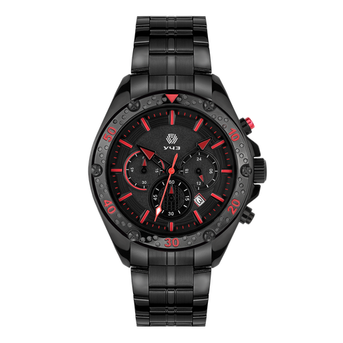 Наручные часы УЧЗ 3057B-3, черный, красный