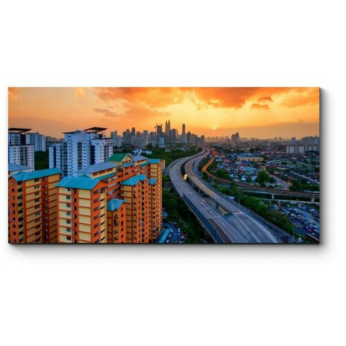 Модульная картина Пылающий закат над Куала-Лумпур40x20