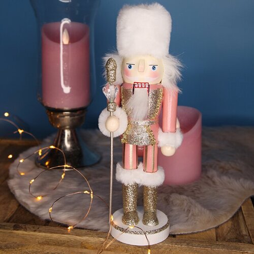 Kaemingk Новогодняя фигурка Бравый Щелкунчик в розовом камзоле 25 см 551206