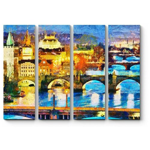 Модульная картина Величественные воды Влтавы, Прага 90x68
