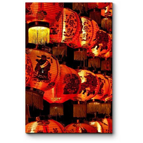 Модульная картина Теплый свет китайских фонариков 40x60