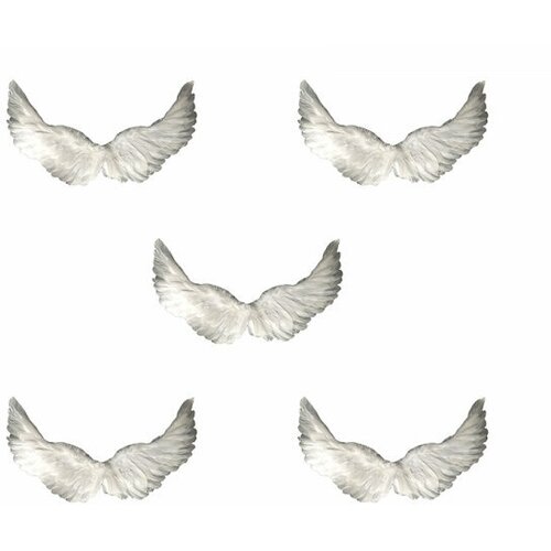 Крылья ангела белые перьевые карнавальные большие 60х35см, на Хэллоуин и Новый год (5 пар в наборе)
