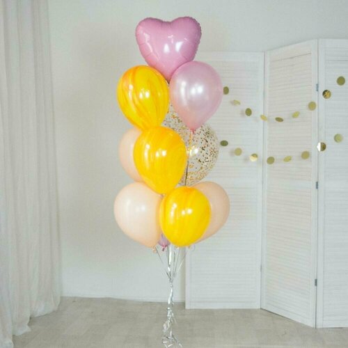 Воздушные шары надутые гелием "Сердце с агатом" 10 шаров