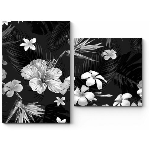 Модульная картина Черно-белый цветочный узор 50x38