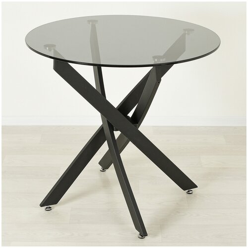 Стеклянный кухонный стол Рим-18 серый/черный D110
