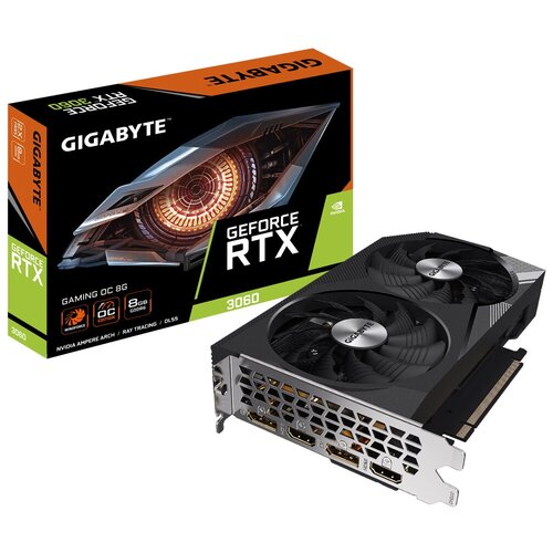 Видеокарта GigaByte GeForce RTX 3060 GAMING OC 8G 1807MHz PCI-E 4.0 8192MB 15000MHz 128 bit 2xHDMI 2xDisplayPort HDCP GV-N3060GAMING OC-8GD