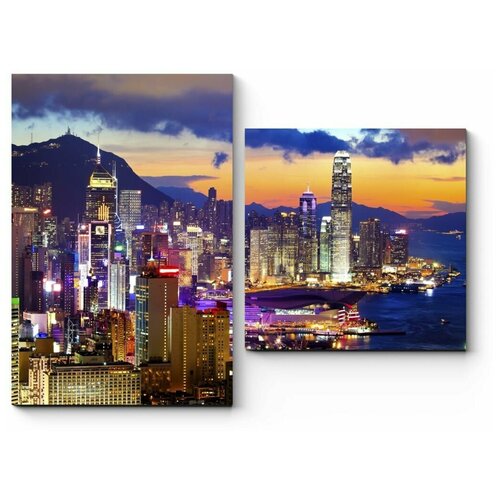 Модульная картина Красочный Гонконг в лучах закатного солнца 40x30