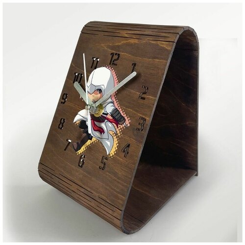 Настольные часы из дерева, цвет венге, яркий рисунок Игра Assassin's Creed Братство Крови - 459
