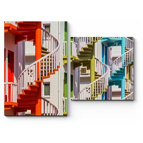 Модульная картина Яркие винтовые лестницы130x98