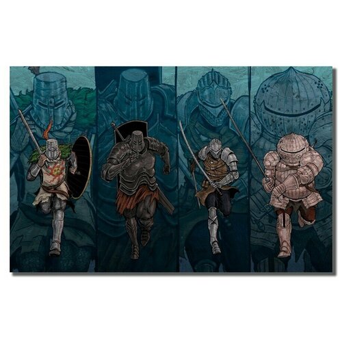 Картина интерьерная на рельефной доске, рисунок игра Dark Souls - 8163 Г