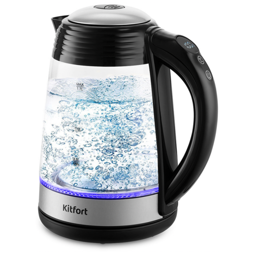 Чайник Kitfort КТ, поддержание тепла, дисплей, индикатор уровня воды, подсветка, 1,7л, 2200Вт