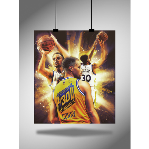 Постер плакат интерьерный на стену баскетбол Стефен Карри 1 А3