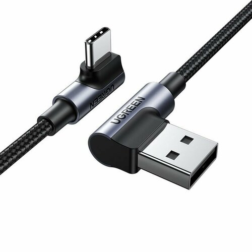 Кабель UGREEN US176 (20855) Right Angle USB-A to USB-C Cable 0.5m - Black