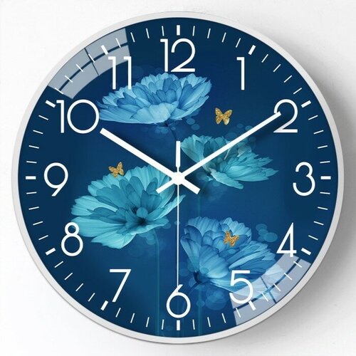 Часы настенные "Цветы", d-25 см, плавный ход