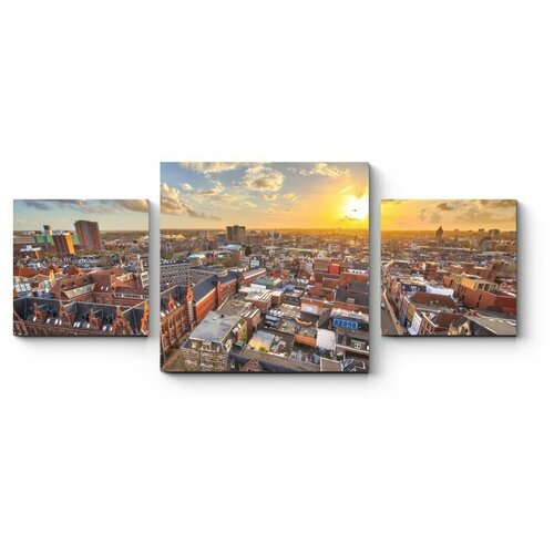 Модульная картина Чарующий Амстердам на закате. 160x69