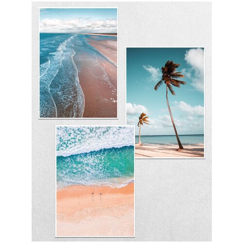 Постеры интерьерные пляж острова Набор Плакатов 3 шт