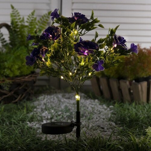 Luazon Lighting Садовый светильник на солнечной батарее «Кустовая роза», 62 см, 28 LED, свечение тёплое белое