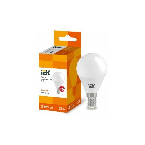 Светодиодная LED лампа IEK шар G45 E14 5W(450lm) 3000K 2K 78x45 матовая ECO LLE-G45-5-230-30-E14 (упаковка 18 штук)