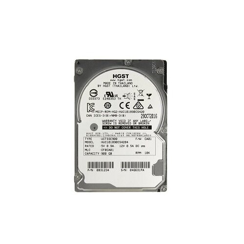 Жесткий диск HDD 2.5" 900Gb, SAS, HGST, 10000rpm, 128Mb, Ultrastar C10K1800 (HUC101890CS4204)