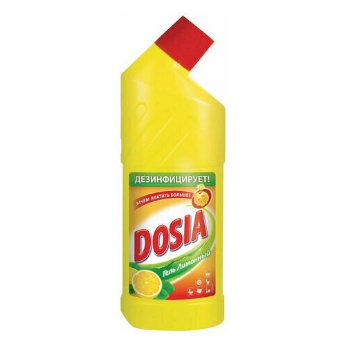 Универсальное чистящее средство Чистящее средство 750 мл, DOSIA (Дося) "Лимон", для сантехники, дезинфицирующий и отбеливающий эффект, гель