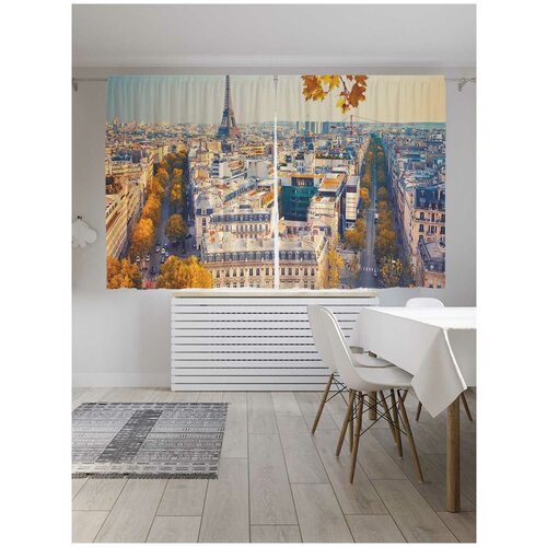 Классические шторы JoyArty "Осень в Париже", серия Oxford DeLux, 2 полотна 145x180 см