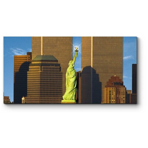 Модульная картина Всемирный торговый центр за Статуей Свободы80x40