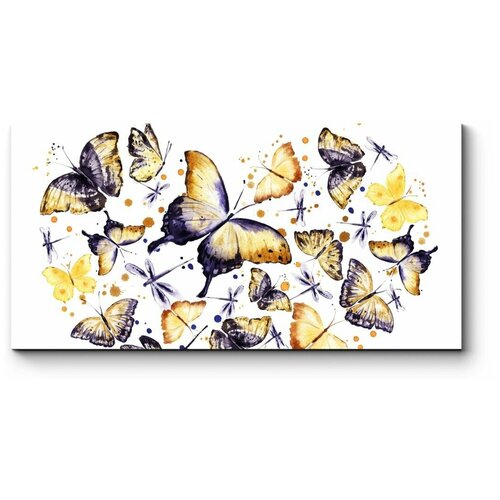 Модульная картина Винтажные бабочки 90x45