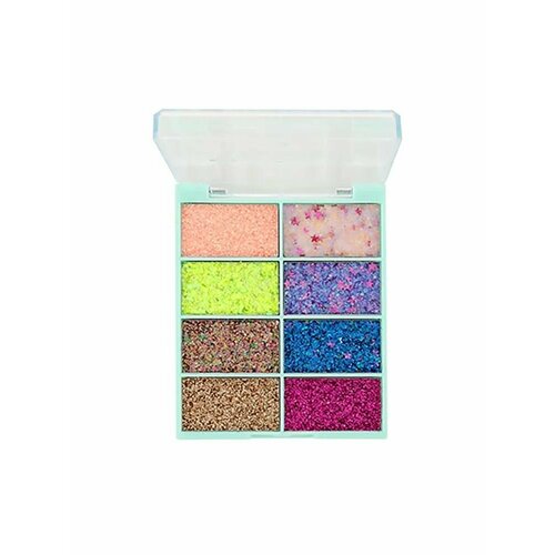 Farres cosmetics Тени для век Heavy Metal Glitter 1254 MIX, 8 цветов