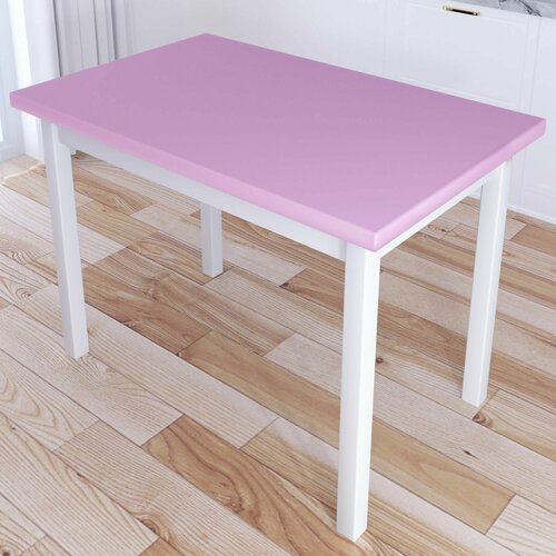 Стол кухонный Классика со столешницей розового цвета из массива сосны 40 мм и белыми ножками, 90х60х75 см