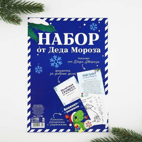 Подарочный набор: блокнот-раскраска, грамота, письмо от Дедушки Мороза Дино