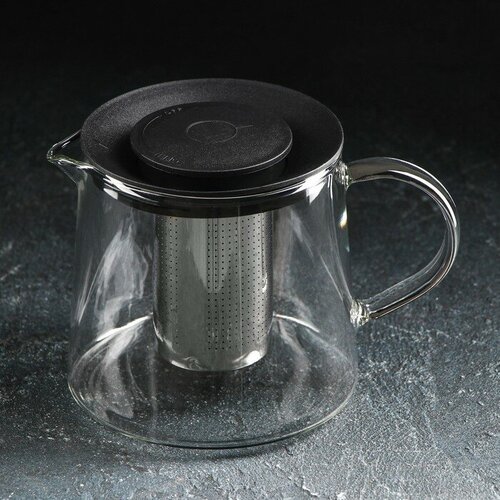 Magistro Чайник стеклянный заварочный Magistro «Локи», 1 л, 17,5×13×12,5 см, с металлическим ситом, цвет чёрный